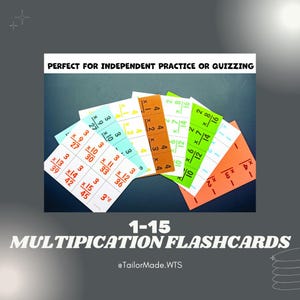 Multiplication Flash Cards 1 - 15 - Instant Download - Blank Front ...