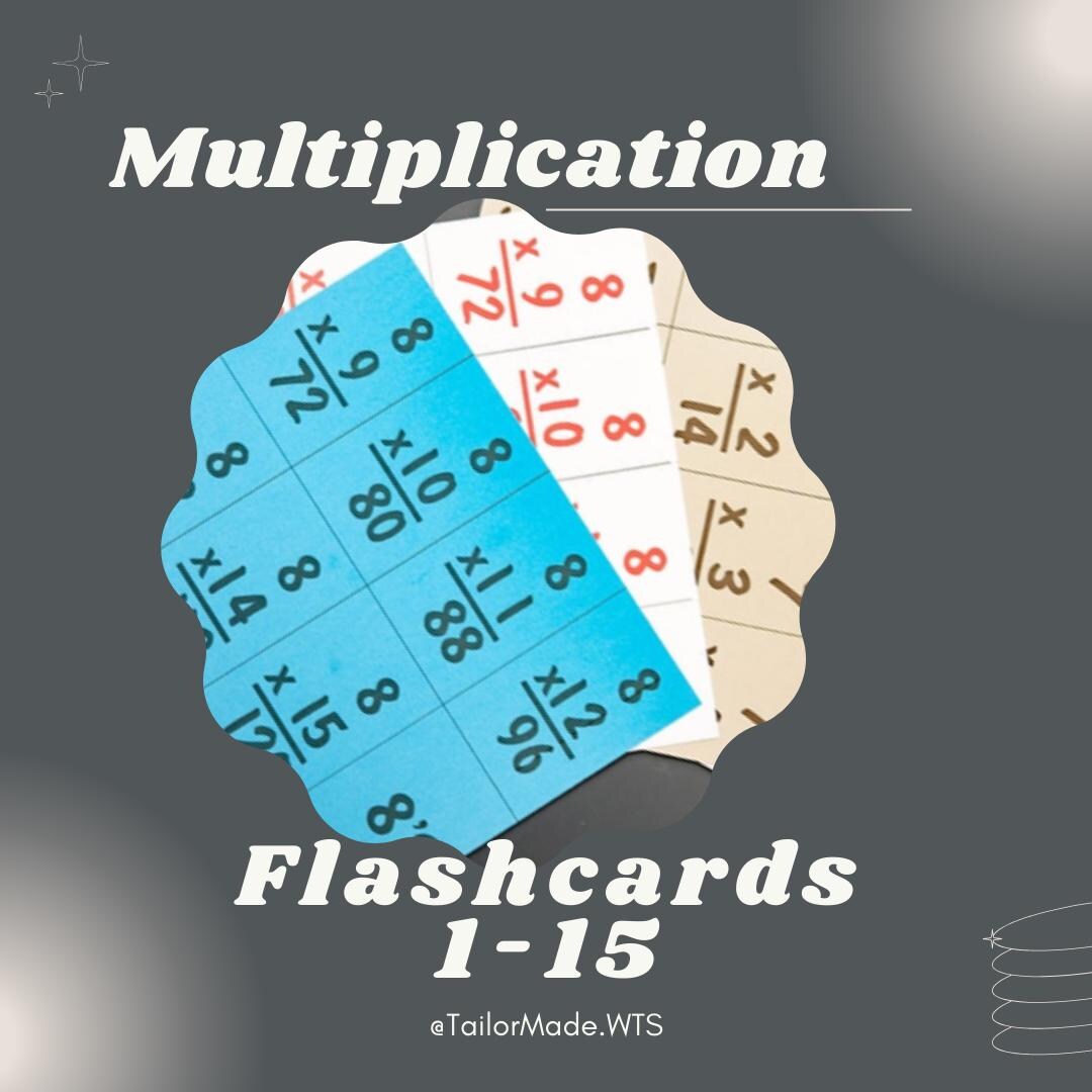 Multiplication Flash Cards 1 - 15 - Instant Download - Blank Front ...