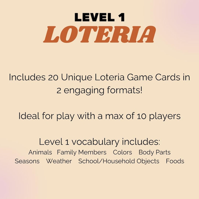 Spanish Vocabulary Loteria - Spanish Bingo - Spanish Learning Game ...