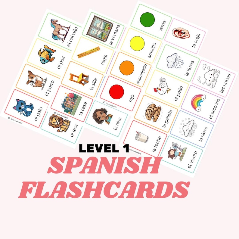 Spanish Flashcards - Level 1 Beginner Spanish Flashcards - 68 ...