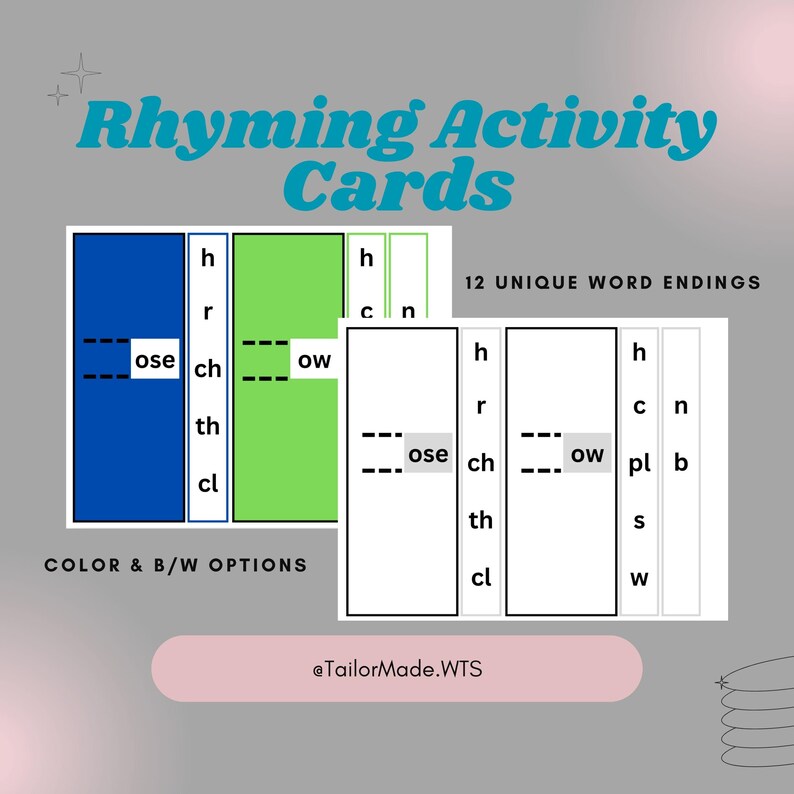 Rhyming Activity Cards for Beginner Readers | Fun Early Literacy Games ...