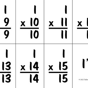 Multiplication Flash Cards 1 - 15 - Instant Download - Blank Front ...