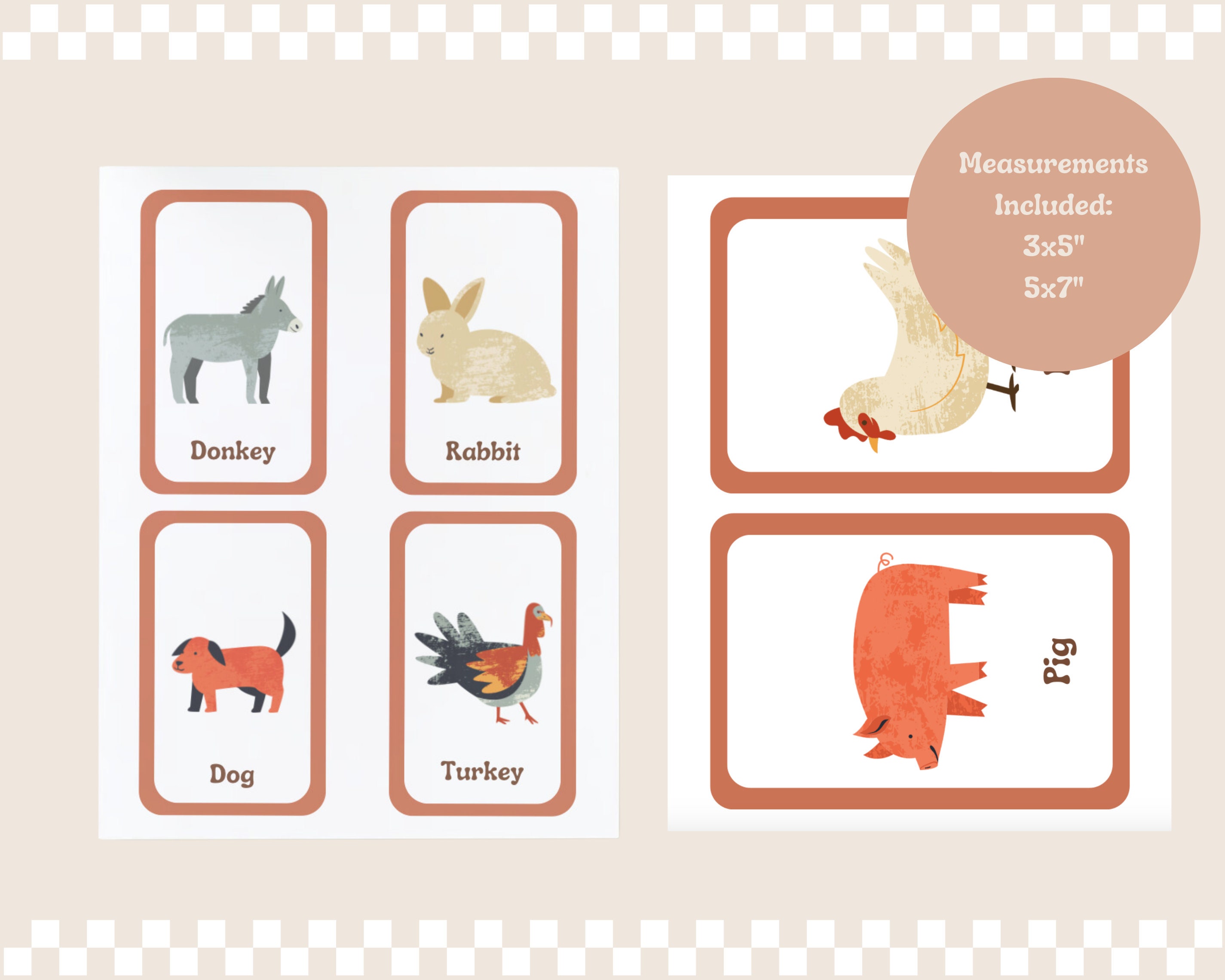 12 Printable Farm Animal Flash Cards, Instant Digital Download, Animal ...