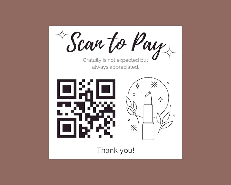 Makeup Artist QR Code Scan Sign, Payment Sign, Pro MUA, Editable Canva ...