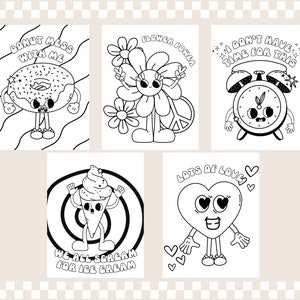10 Groovy Retro Cartoon Characters, Printable Coloring Pages for Adults ...