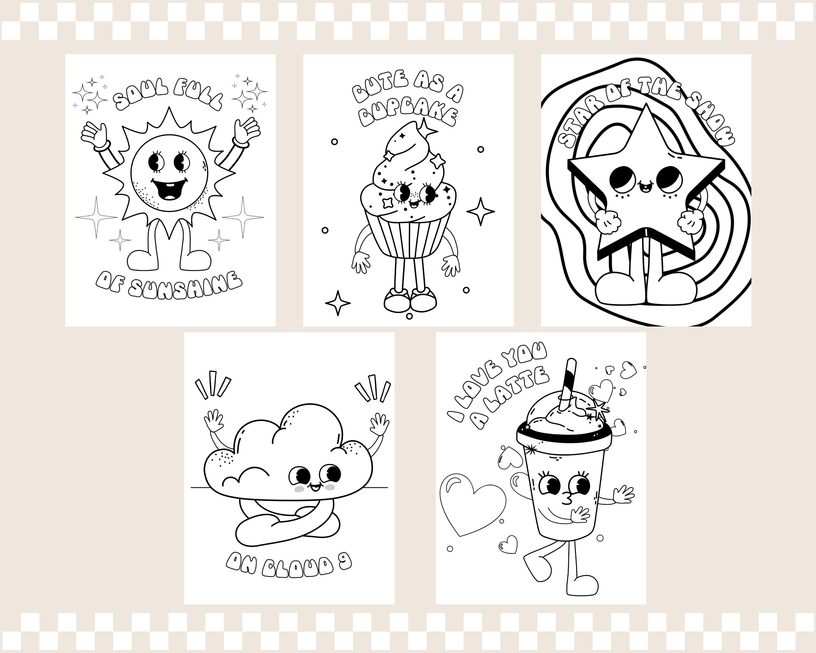 10 Groovy Retro Cartoon Characters, Printable Coloring Pages for Adults ...