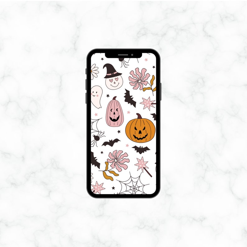 Retro Fall Spooky iPhone Wallpapers, Bundle of 6, Instant Digital ...