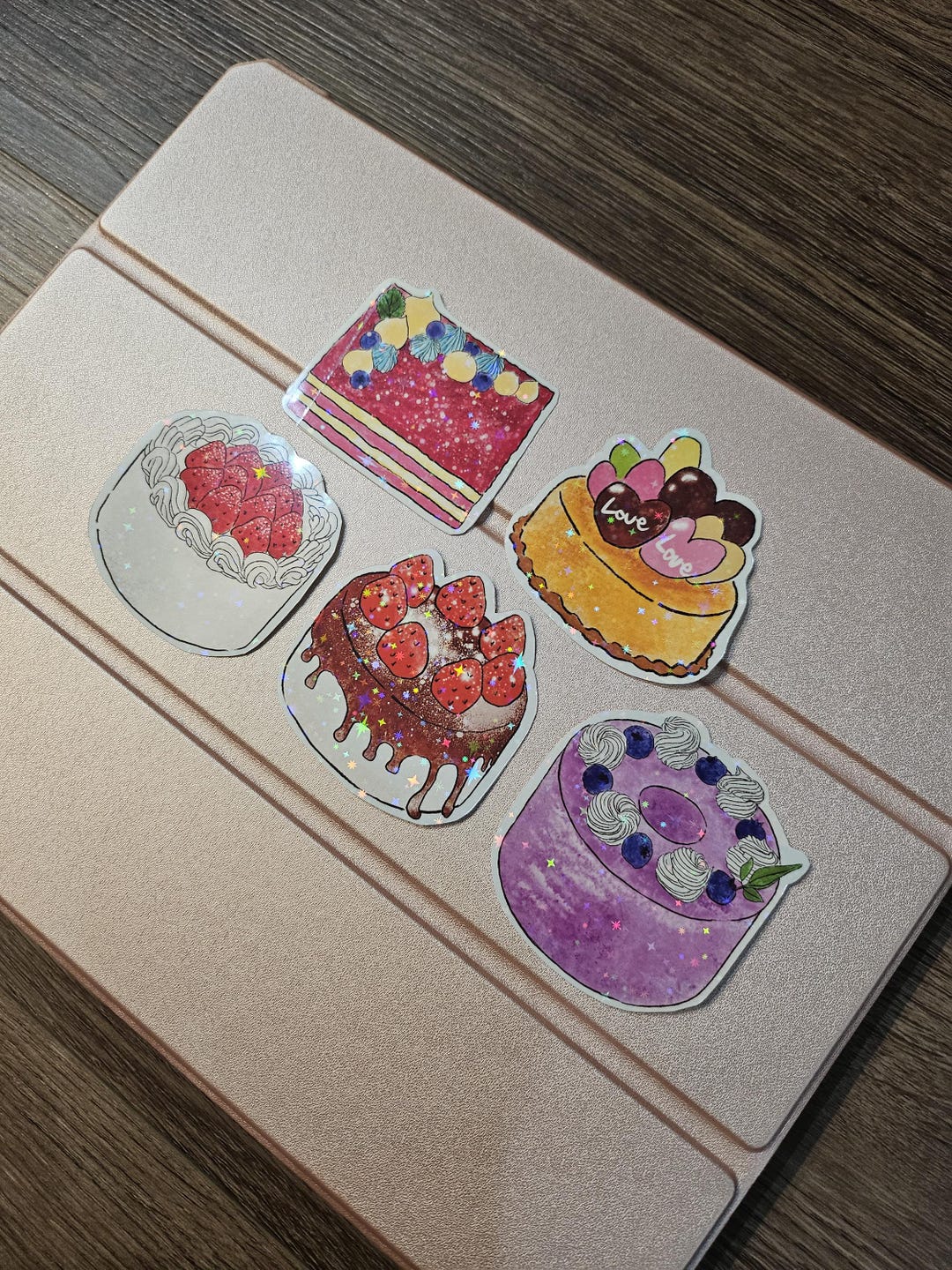 Cake Holographic Stickers. Aesthetic Vinyl Stickers for Journaling ...