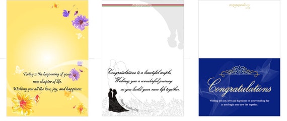 Set of 3 Printable Wedding Card / Instant Download / Jpg Image - Etsy