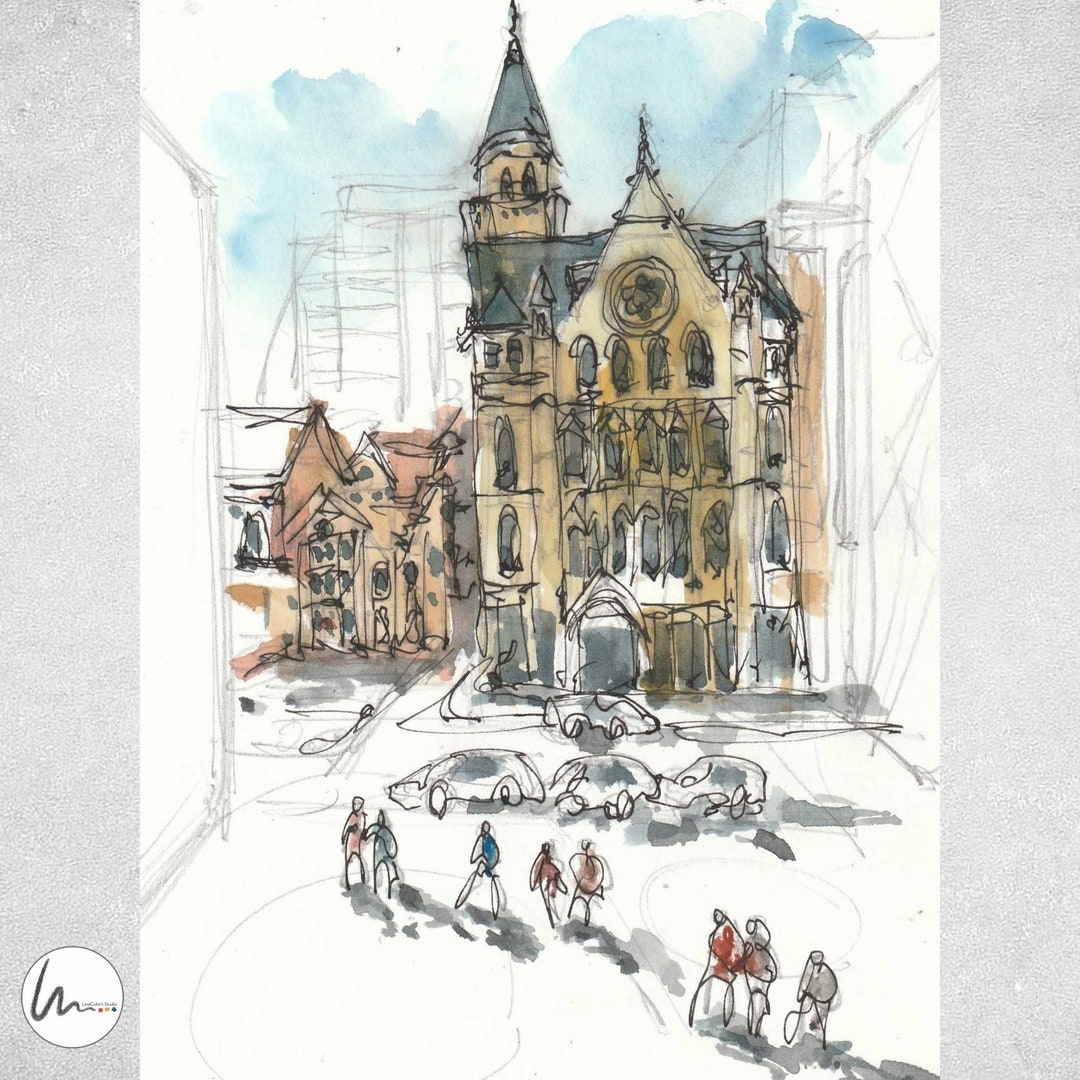 Melbourne Architecture Watercolor Sketch Print (digital Download) - Etsy