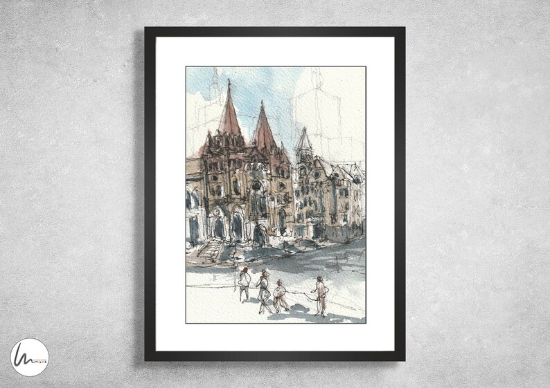 Flinders Street Print, Cityscape Print, Architectural Drawings ...
