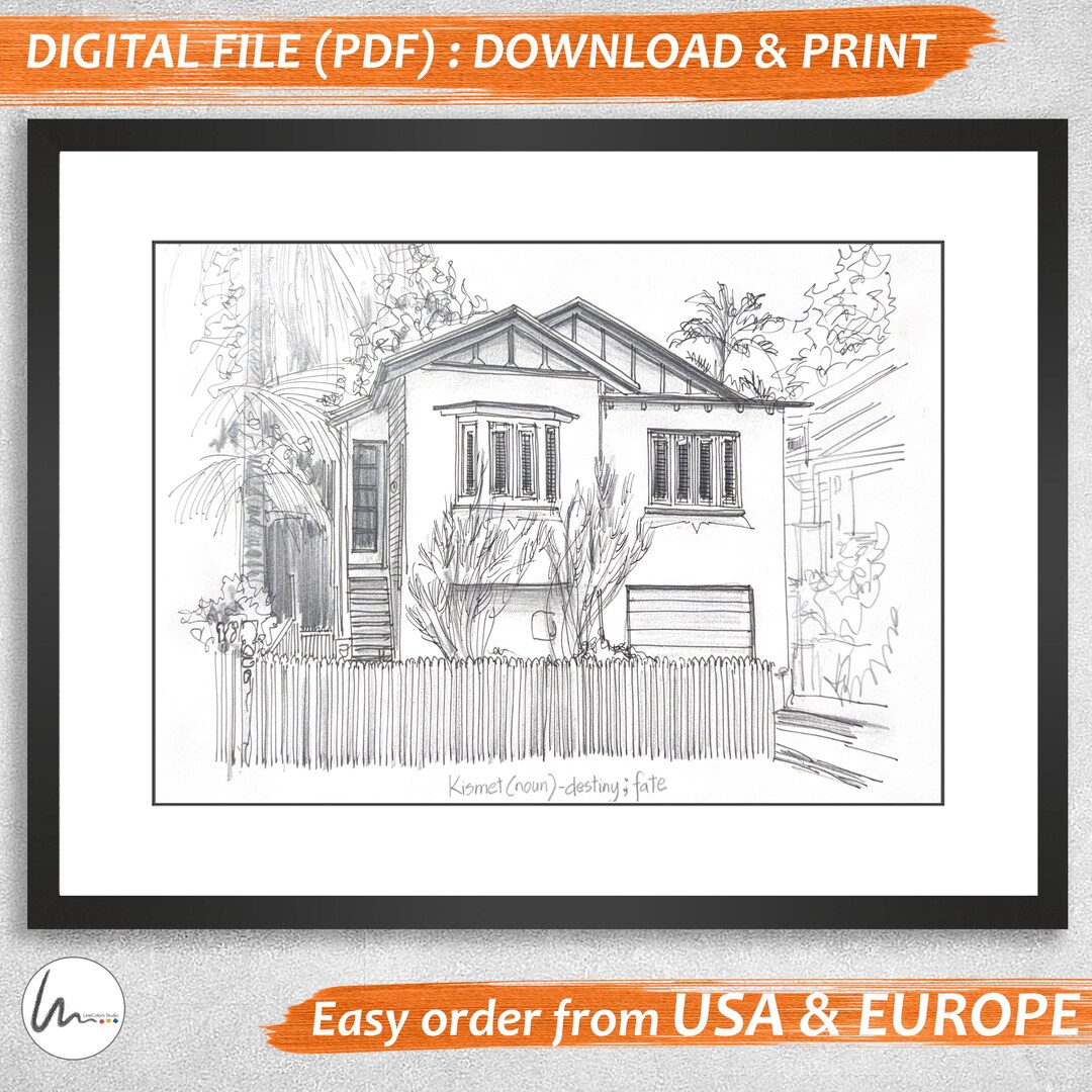 Custom Inkpen House Portrait, Personalised House Home Drawing ...