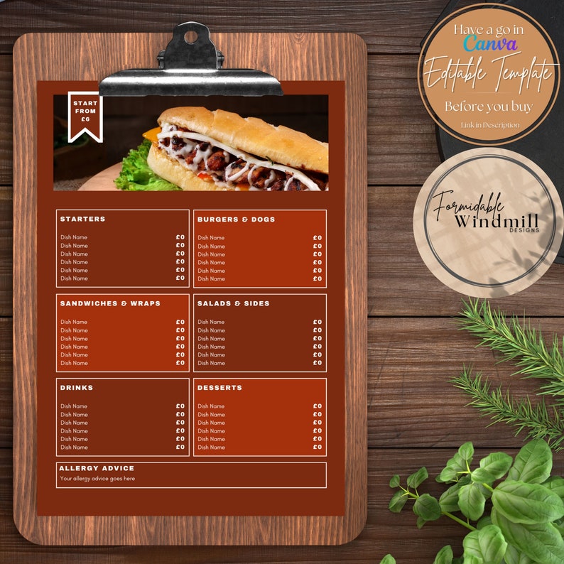 Restaurant Menu Template: Editable Canva Design, Family Dining Style ...