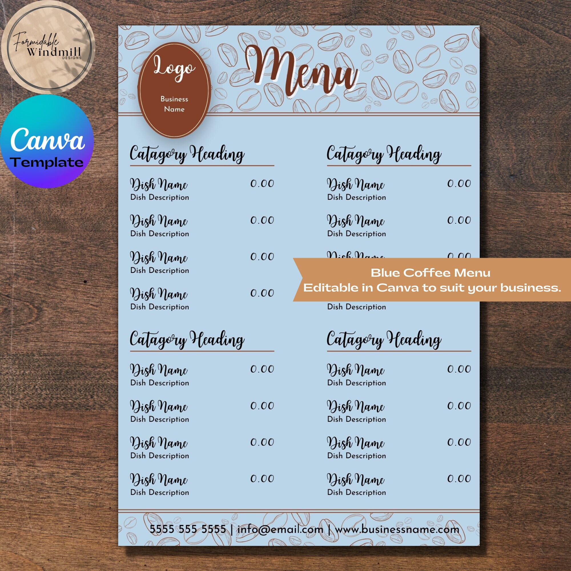 Coffee Shop Cafe Menu Template Instant Download Links for Business ...