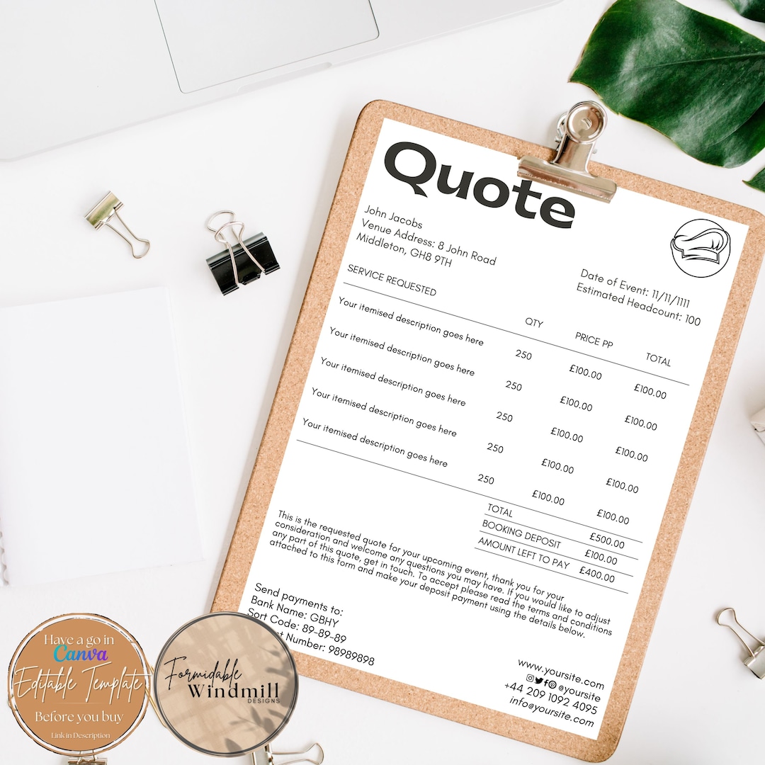 Office Template Professional Business Document Done for You Quote Form ...