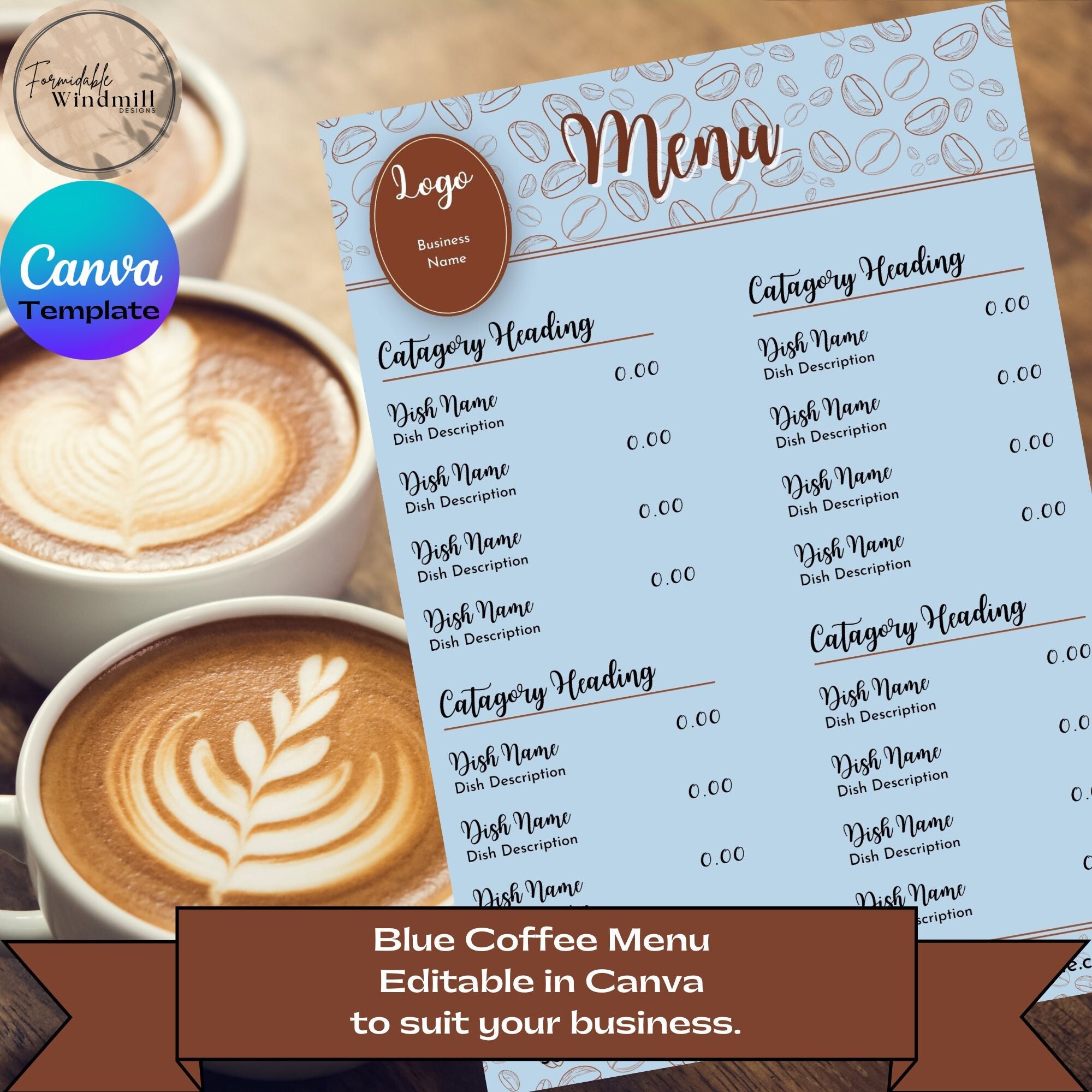 Coffee Shop Cafe Menu Template Instant Download Links for Business ...