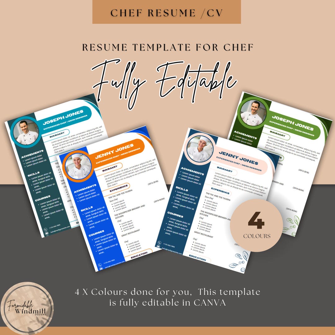 Professional Chef Resume Template for Restaurants, Hotels, and Catering ...