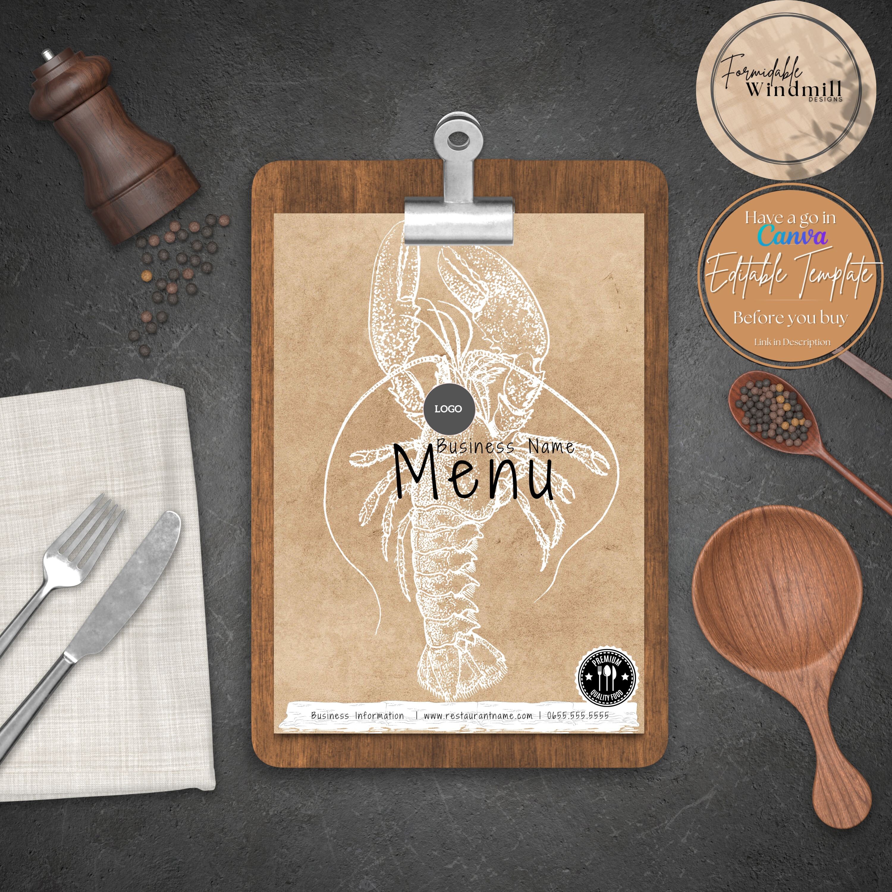 Seafood Restaurant Menu Template Food Menu for Food Business Canva ...