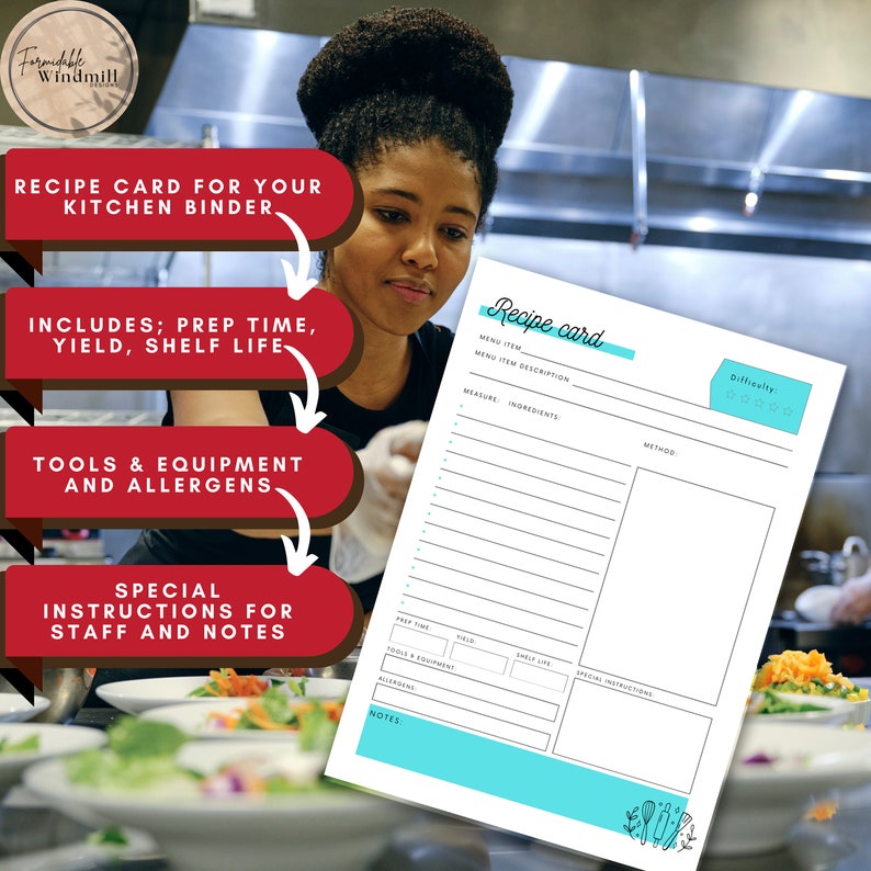 Printable Recipe Card Template: Kitchen Binder Sheet (US Letter & A4 ...