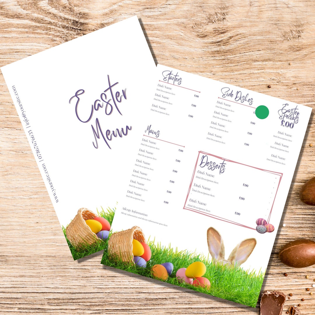 Easter Bunny Menu Template Food Menu for Food Business Canva - Etsy