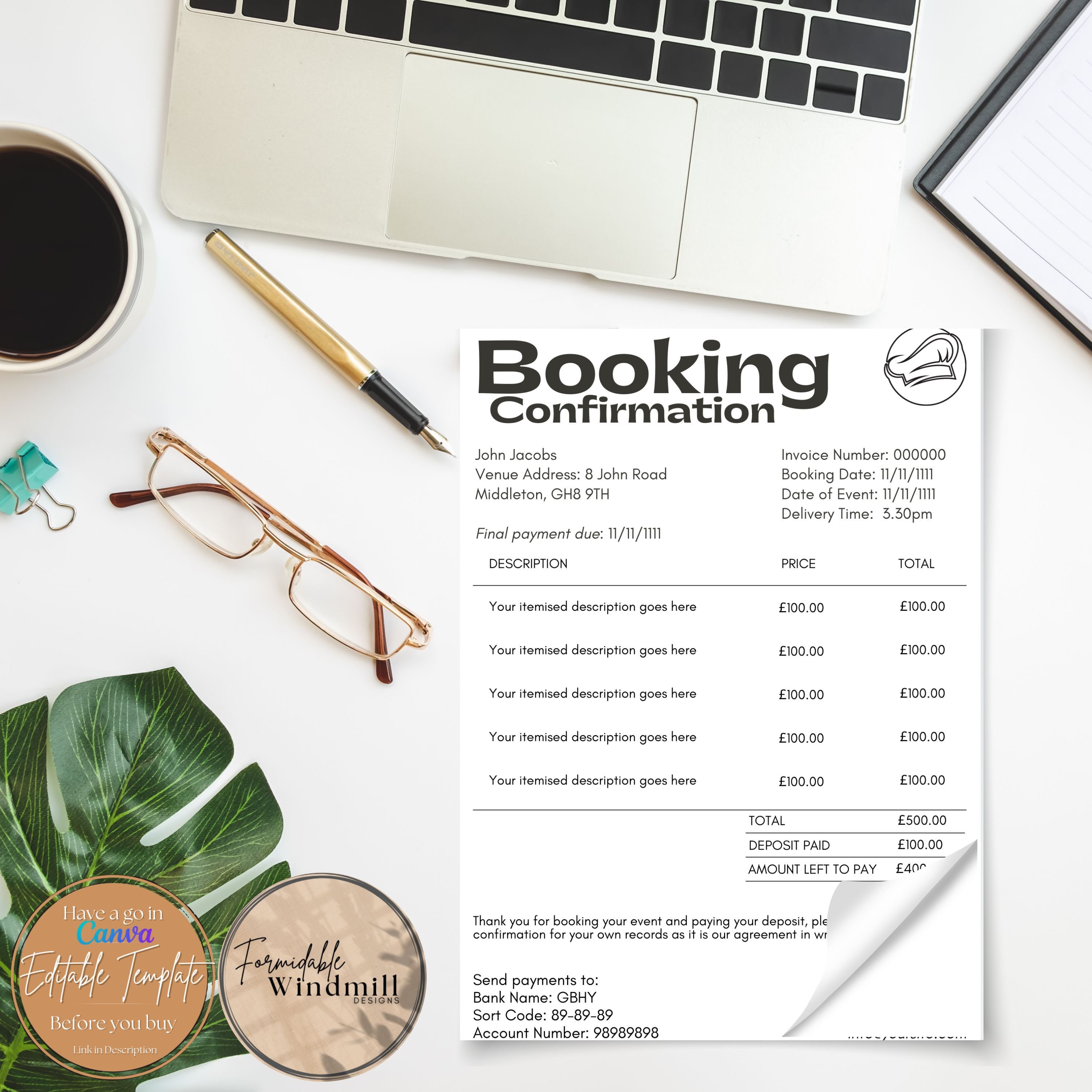 Office Template Business Professional Booking Confirmation Document ...
