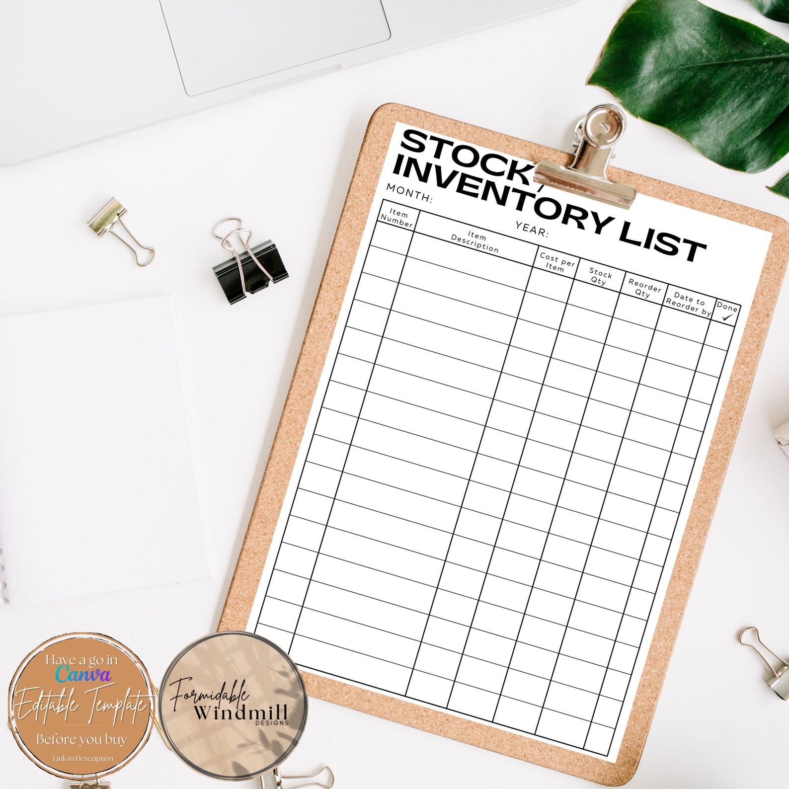 Printable Stock and Inventory List Inventory Tracker | Stock List Stock ...