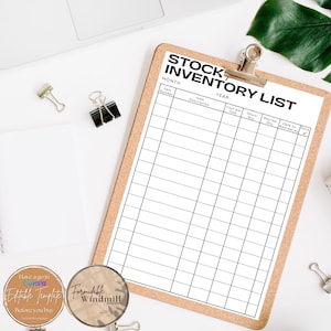 Printable Stock and Inventory List Inventory Tracker | Stock List Stock ...