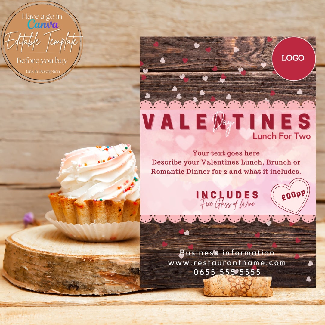 Valentine Wood Table Flyer Template for Food Businesses | Editable in ...