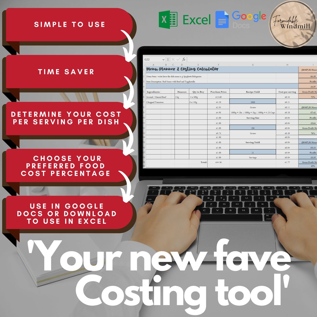 Recipe Cost per Serving & Menu Pricing Calculator for Food Businesses ...