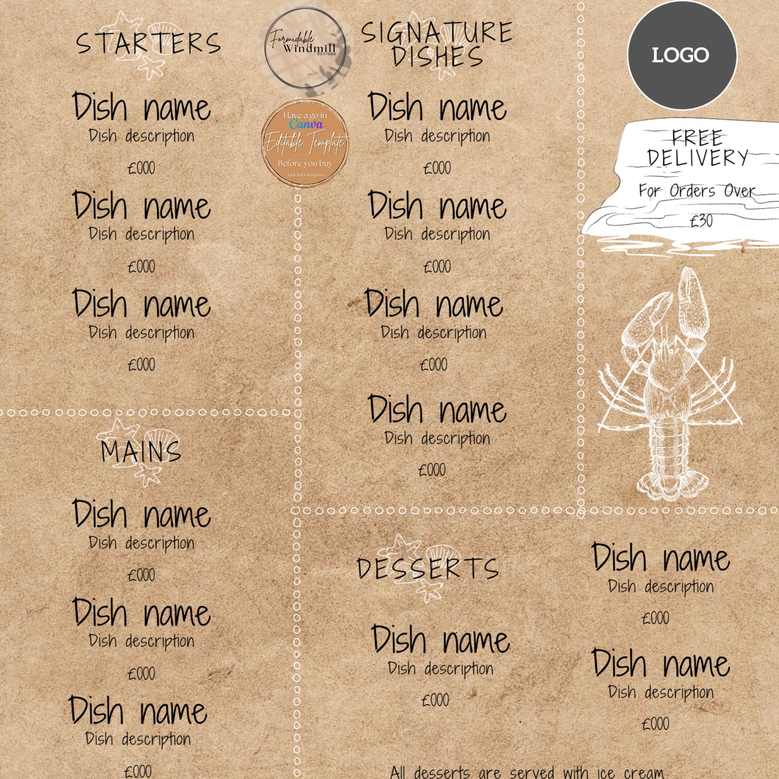 Seafood Restaurant Menu Template Food Menu for Food Business Canva ...