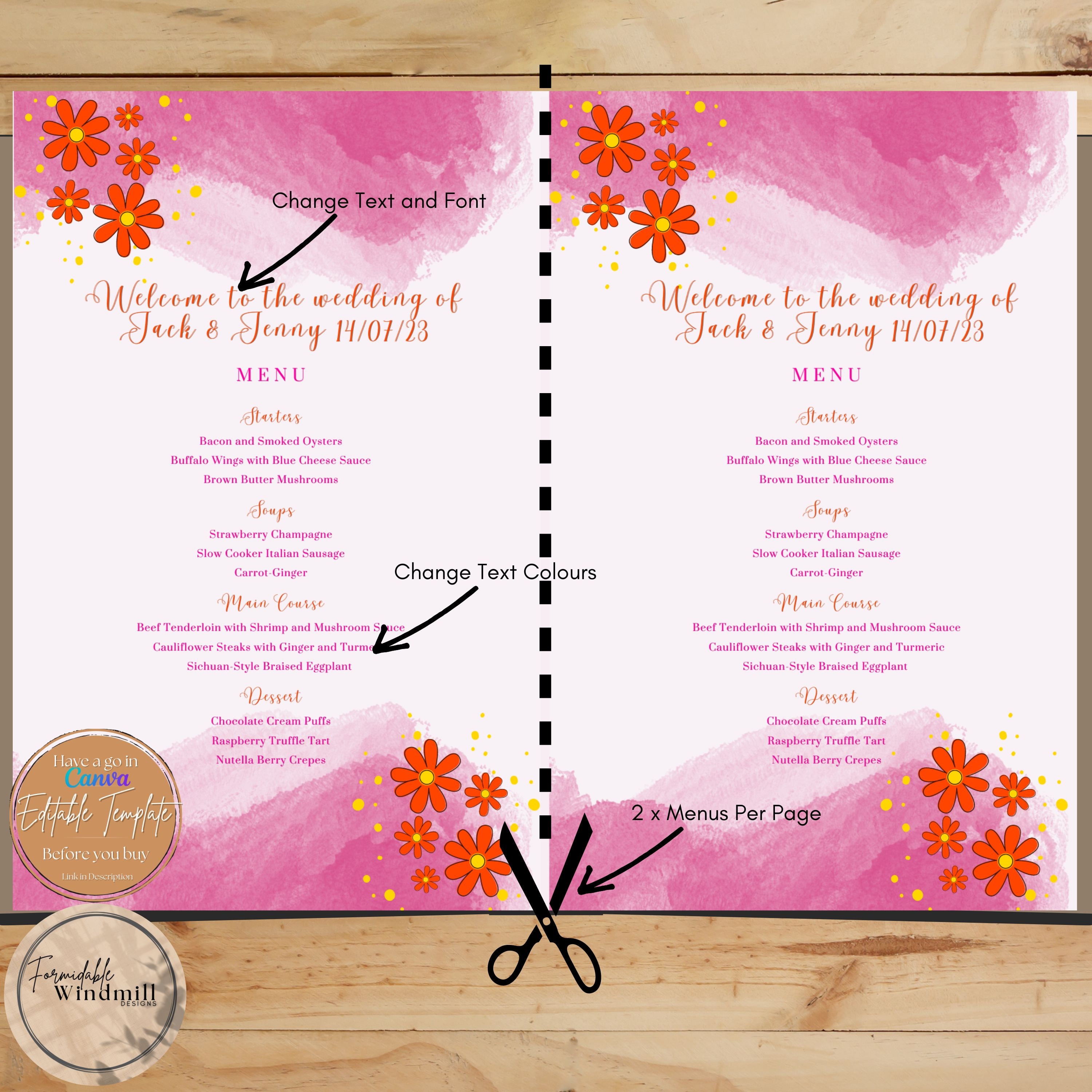 Wedding Day Menu Template for Food Business Wedding Catering Canva ...