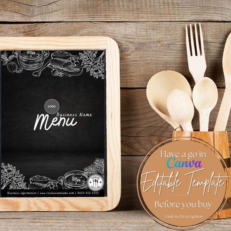 Chalkboard Menu Template for Food Business Editable Menu - Etsy