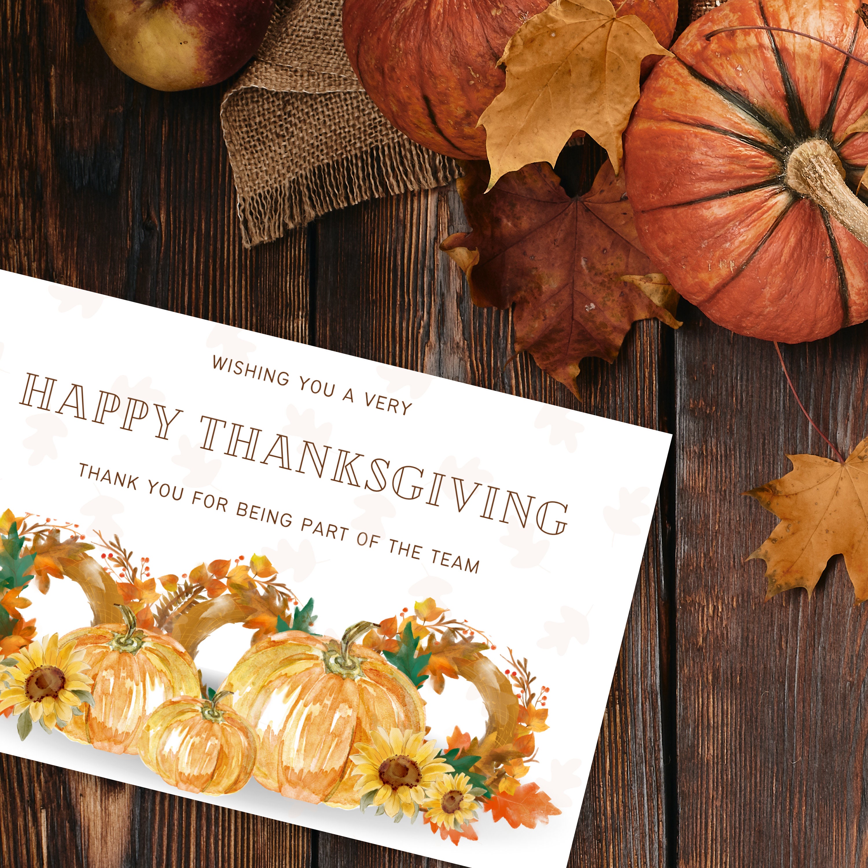 Corporate Happy Thanksgiving Printable Thanksgiving Card for Employees ...