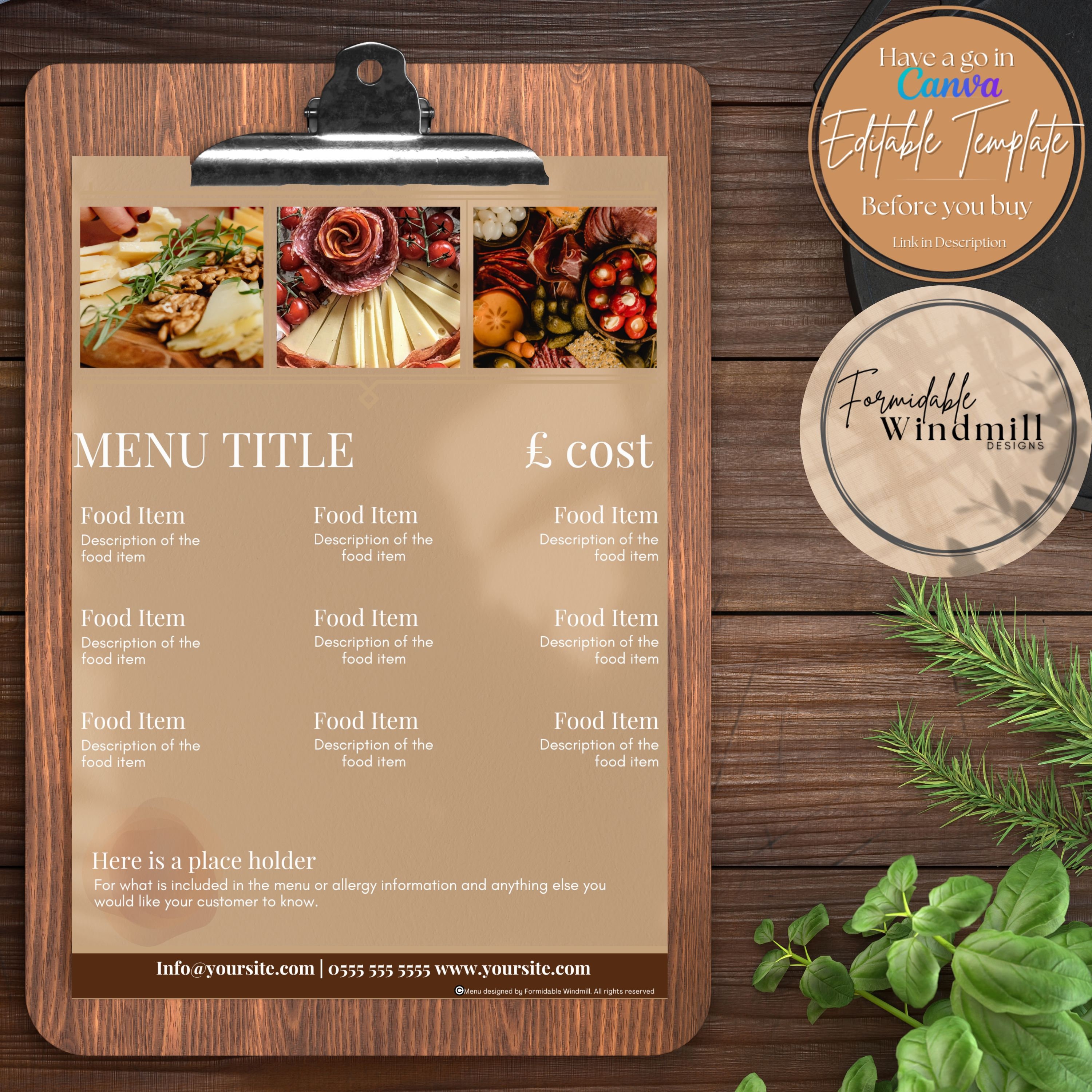 Editable Grazing Table Menu Template: Canva Brochure (A4 & US Letter ...