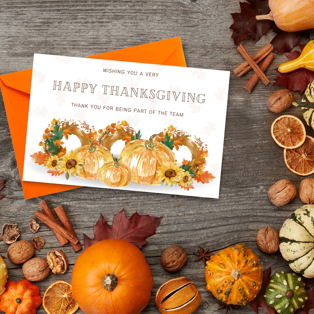 Corporate Thanksgiving Card: Printable Employee Appreciation (US Letter ...