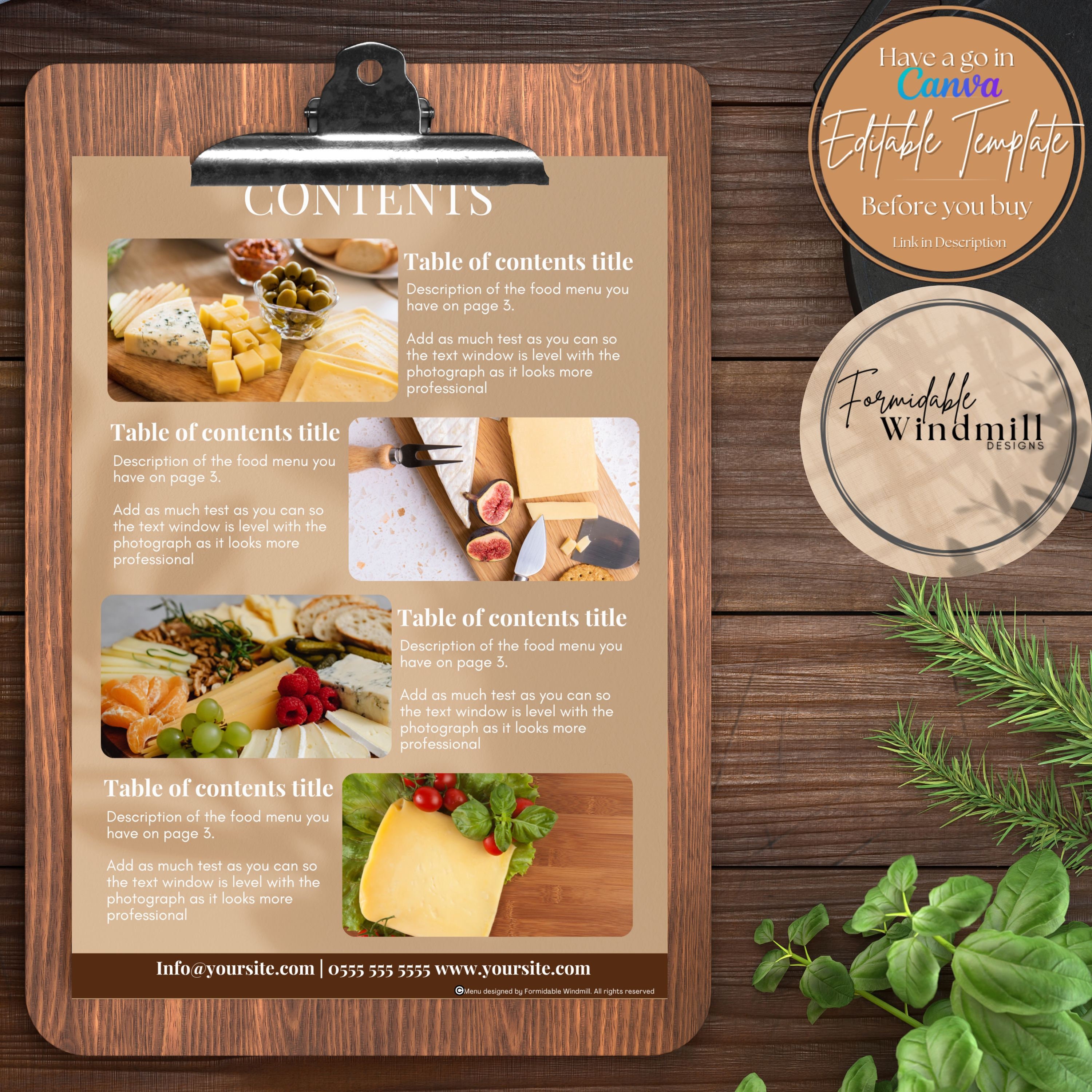 Editable Grazing Table Menu Template: Canva Brochure (A4 & US Letter ...