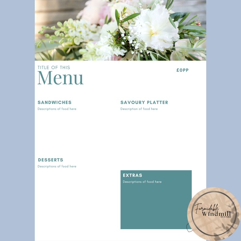 Editable Wedding Catering Menu Brochure: Canva Template (7 Page Mag, A4 ...