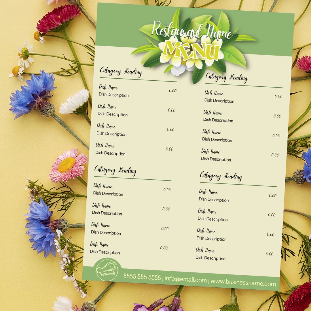Summer Menu Template for Food Businesses | Simple Editable in Canva ...