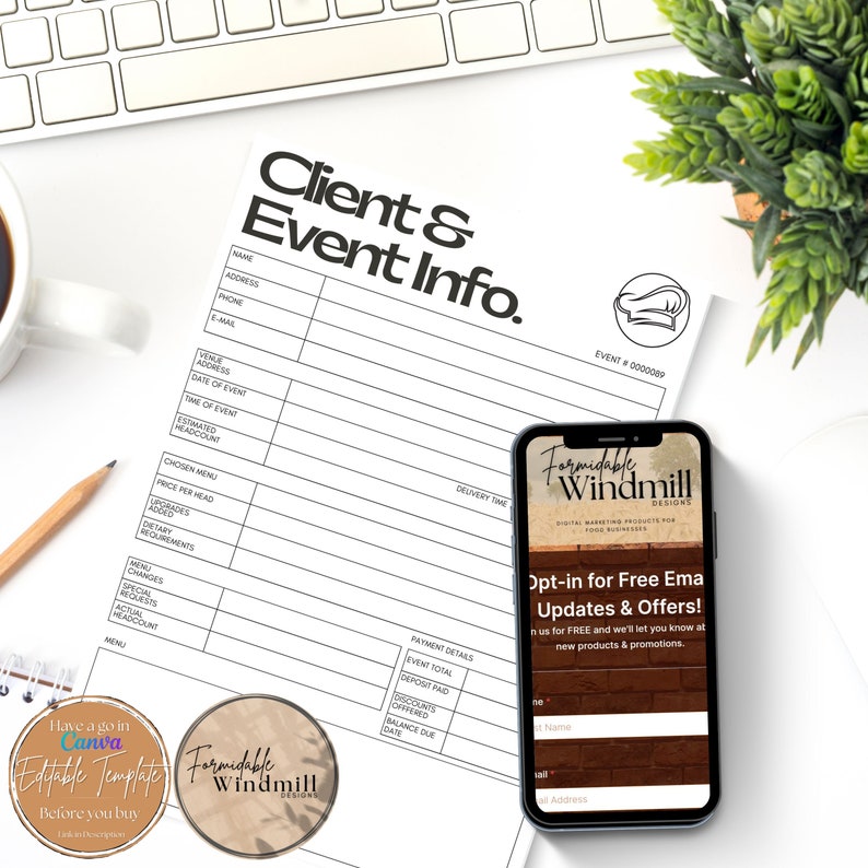Printable Client Questionnaire and Event Information Form for Food ...