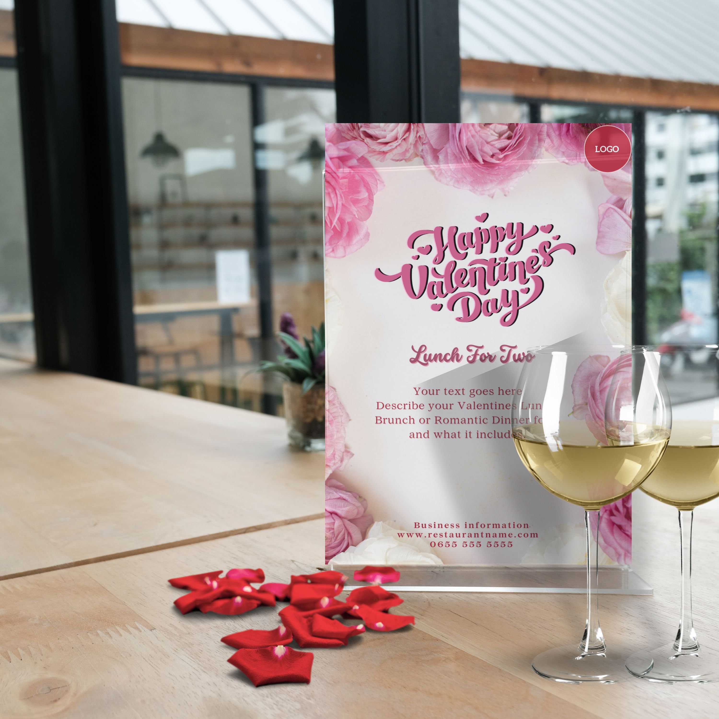 Valentine Pink Roses Flyer Template for Food Businesses Editable in ...