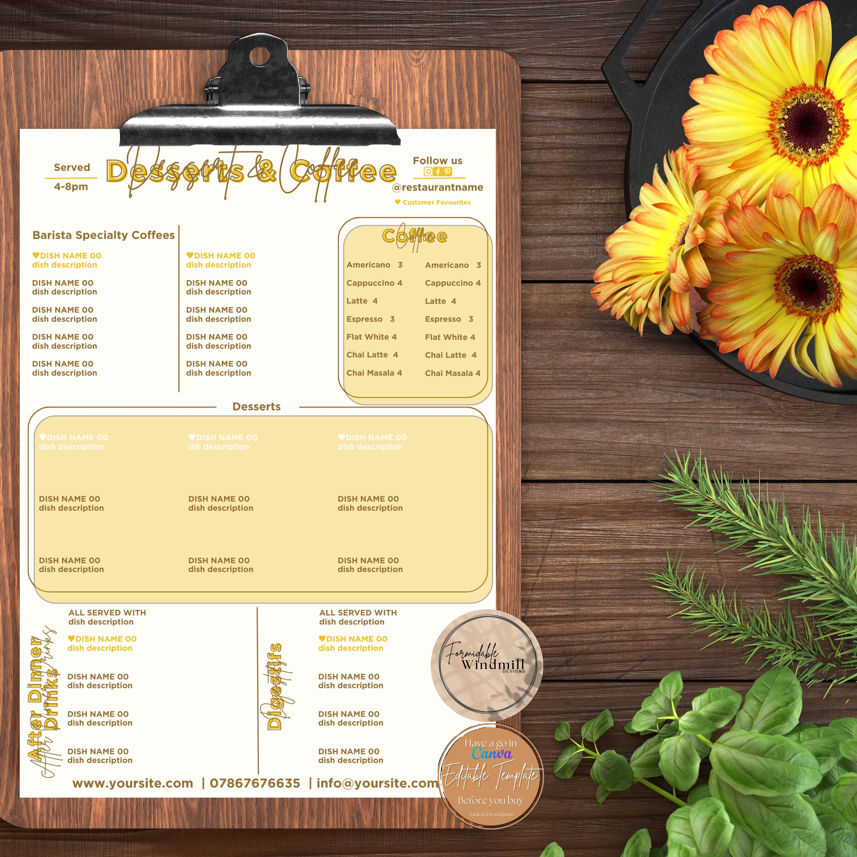 Menu Template Bundle for Food Businesses in Modern Yellow Design ...