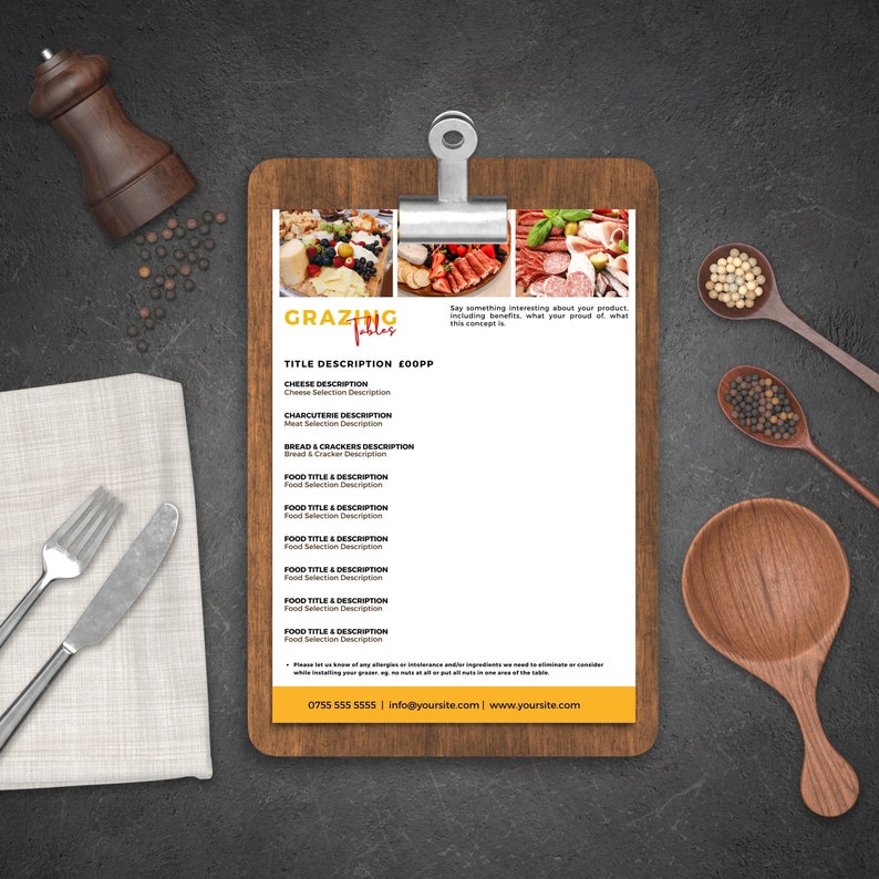 Luxury Grazing Tables, Grazing Boards & Platters Menu | Editable Canva ...