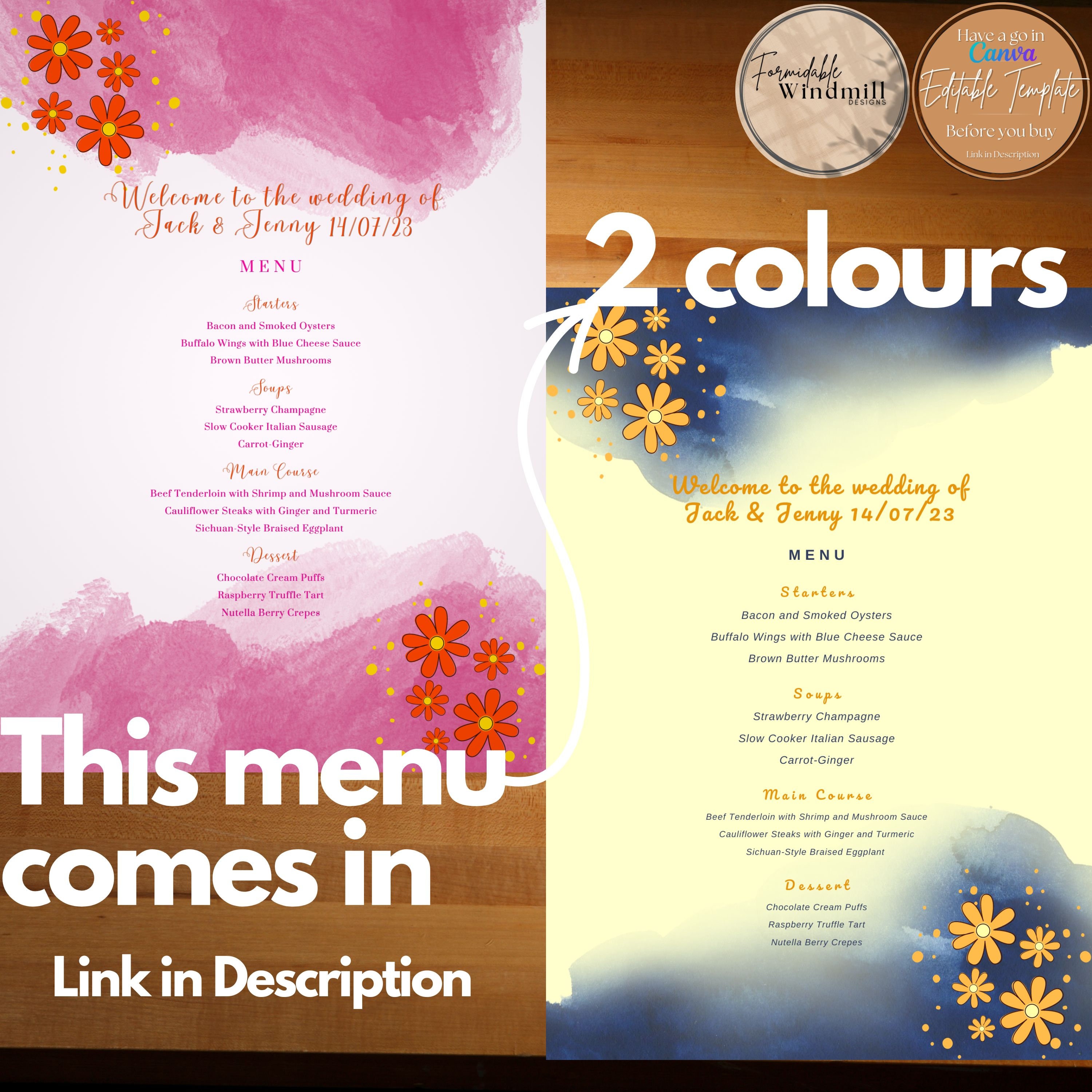 Wedding Day Menu Template for Food Business Wedding Catering Canva ...