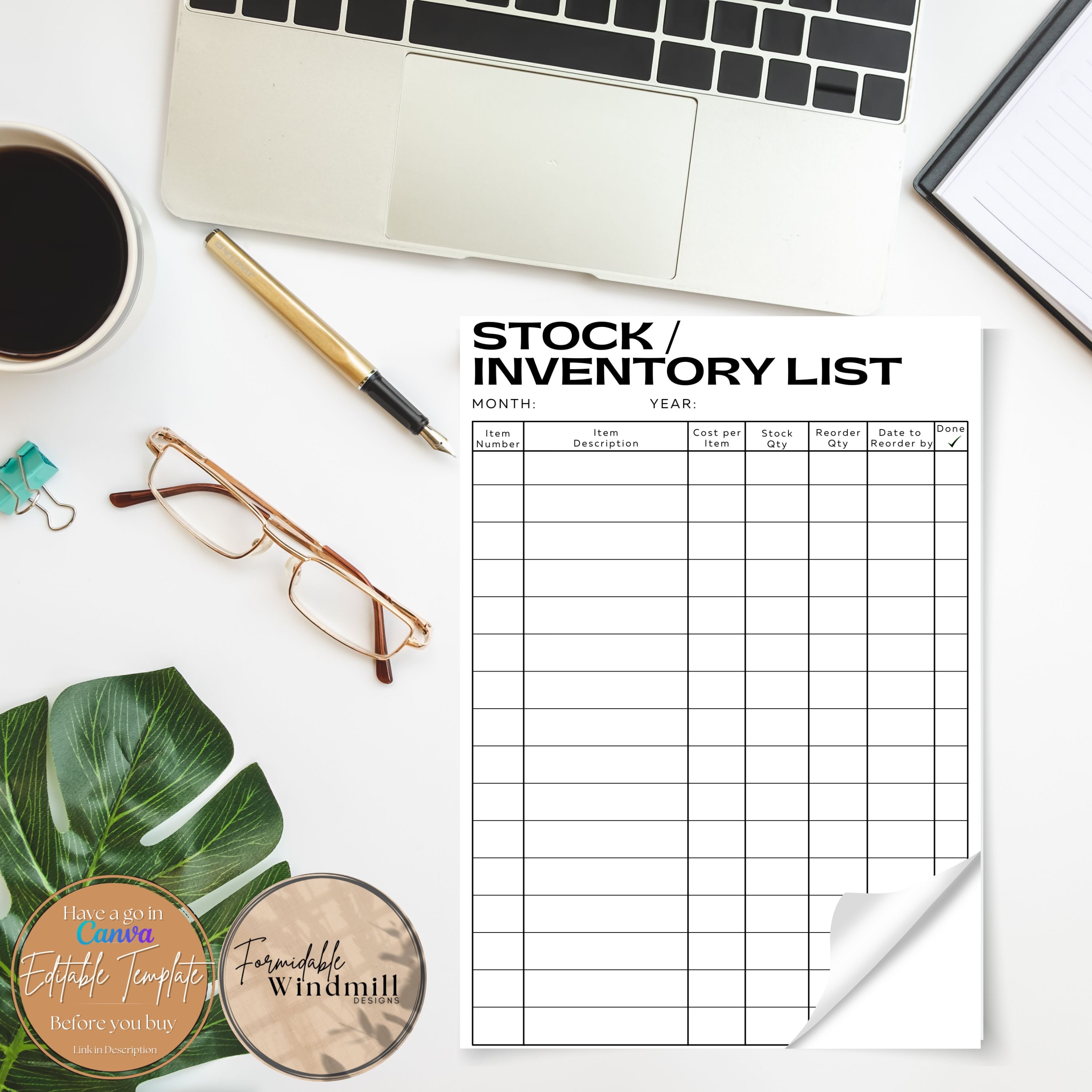 Printable Stock and Inventory List Inventory Tracker | Stock List Stock ...