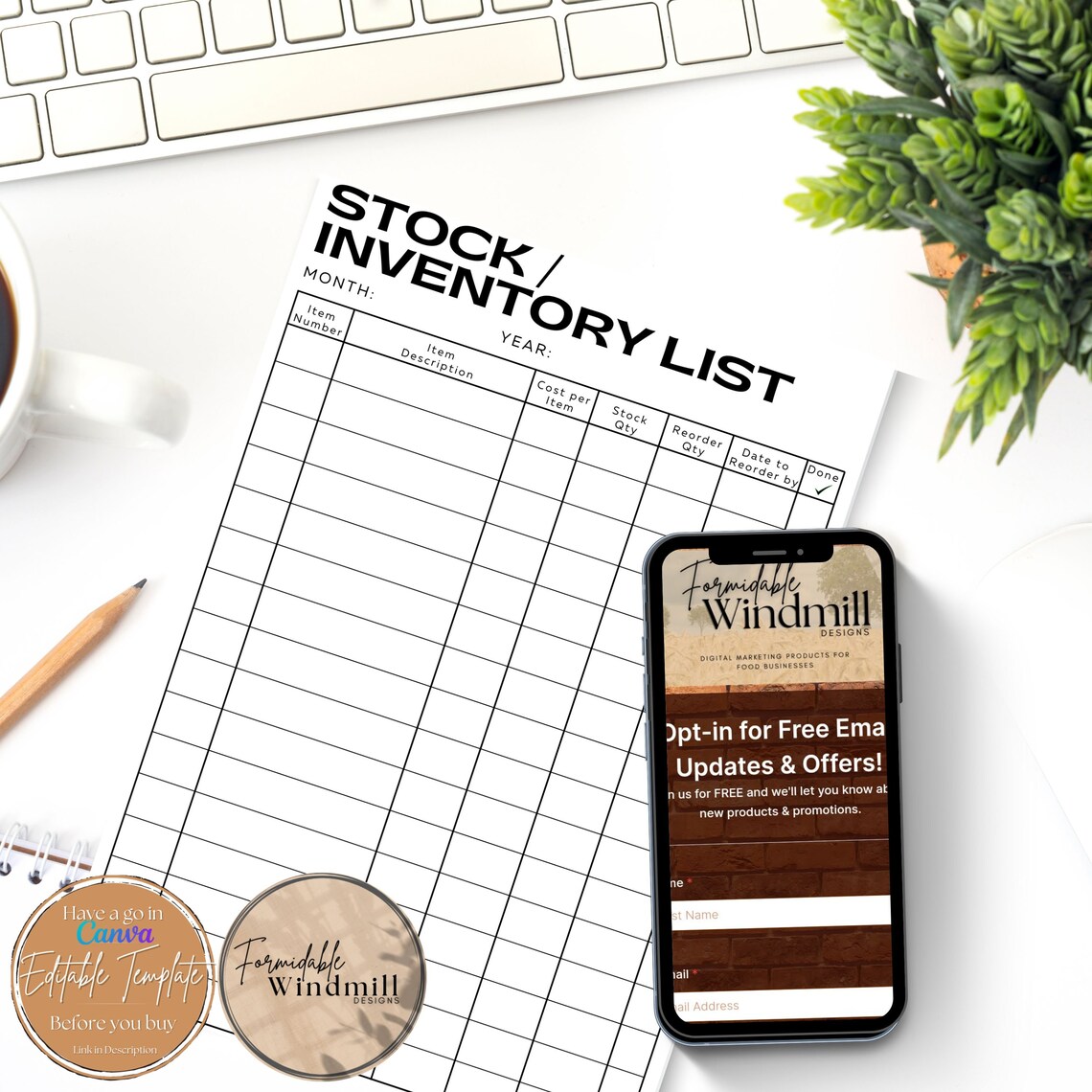 Printable Stock and Inventory List Inventory Tracker | Stock List Stock ...