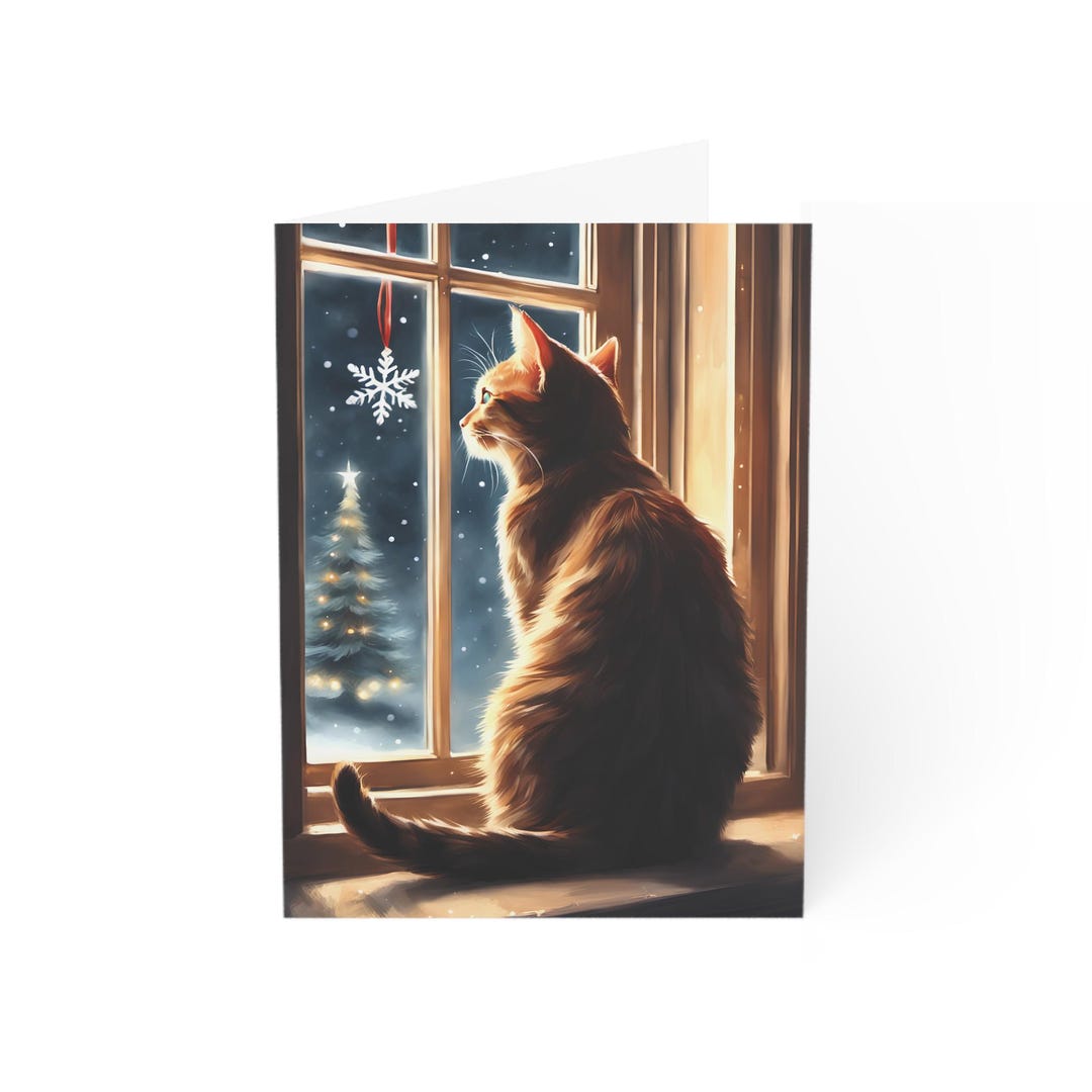 Purr-fect View Greeting Cards | Cat Illustration Note Cards - Etsy