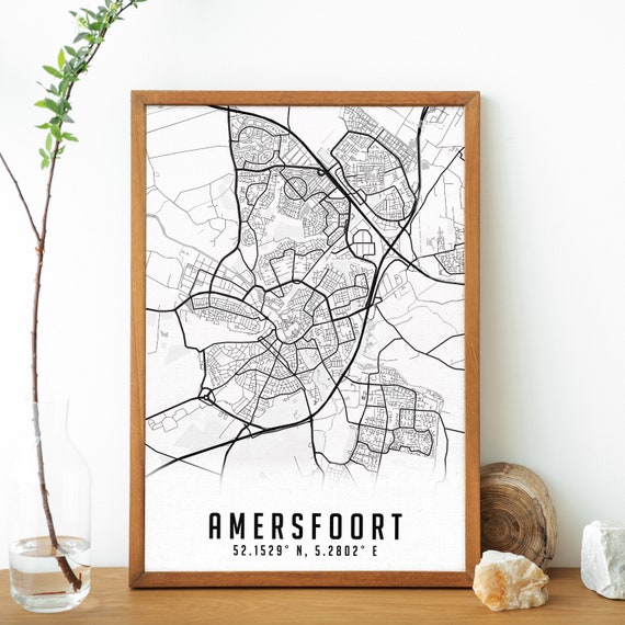 Amersfoort/city/map/print/kaart/plattegrond/poster/gift - Etsy