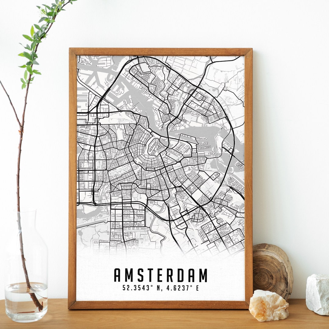 Amsterdam/city/map/plattegrond/gift/cadeau/travel - Etsy