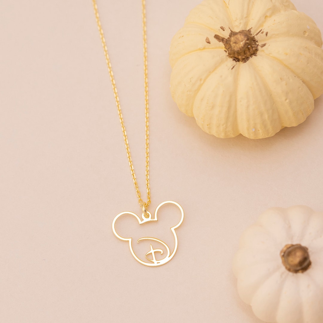14K Solid Gold Custom Disney Necklace, Mickey Mouse Necklace, Disney ...
