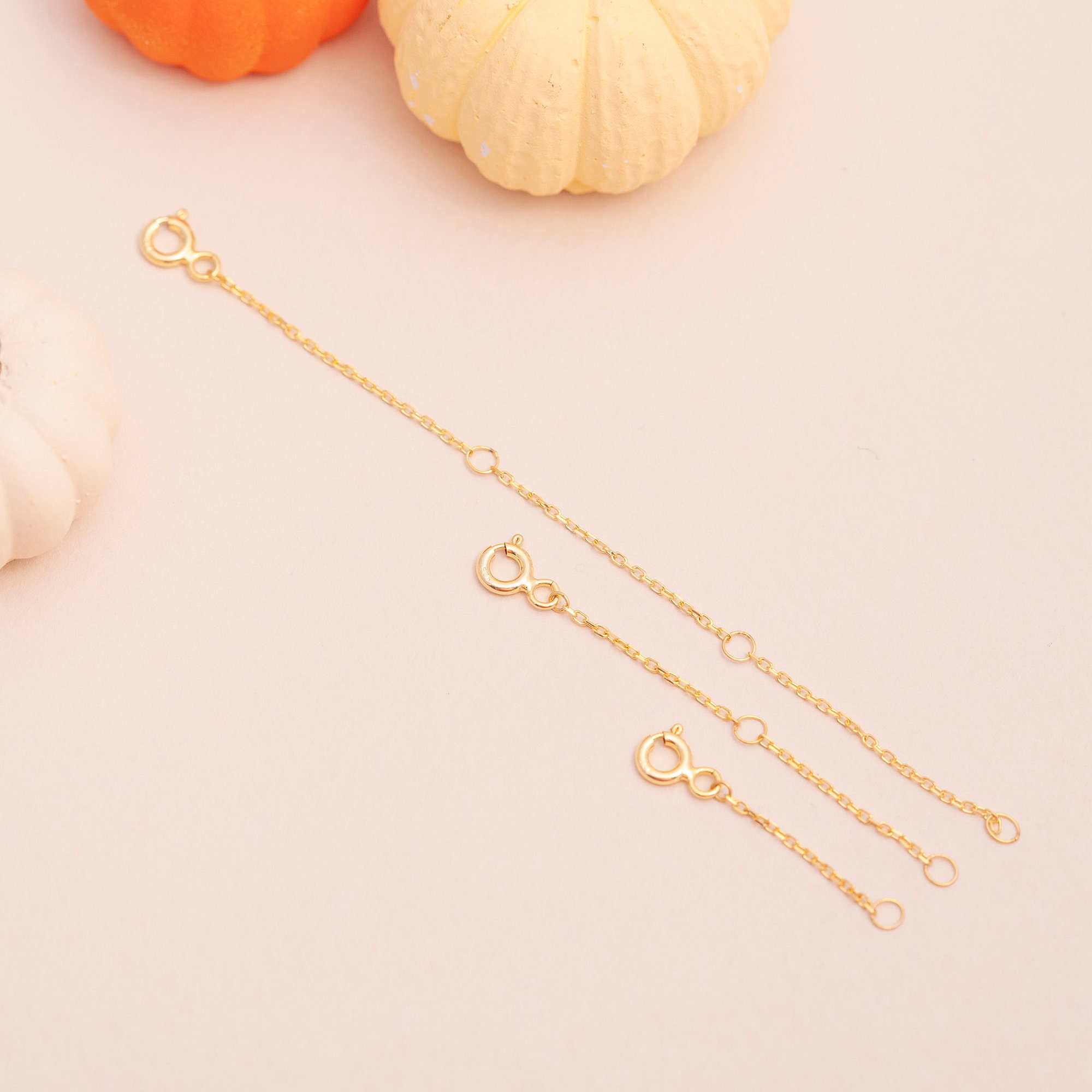 14k Solid Gold Chain Extender for Women - 925k Sterling Silver ...